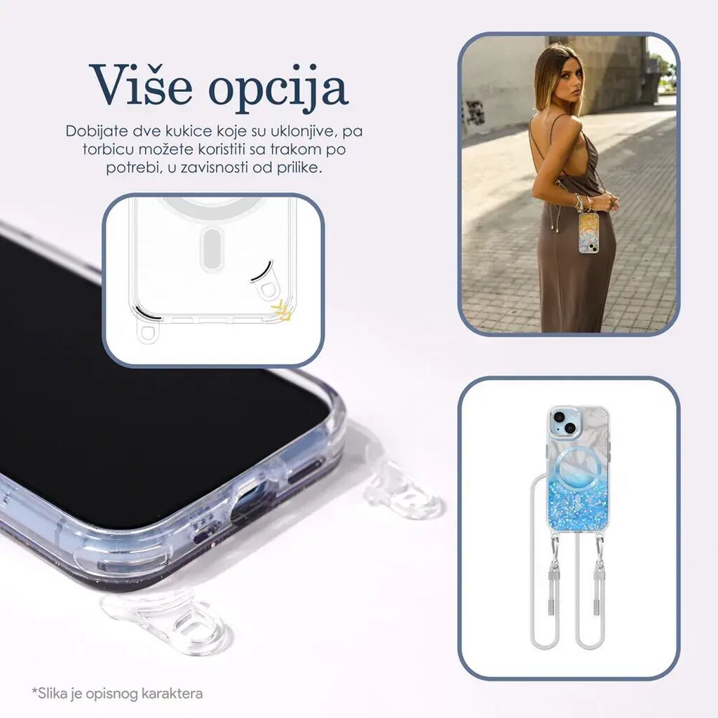 Magsafe kompatbilna torbica. Tvrda poleđina sa šljokicama i srebrnom