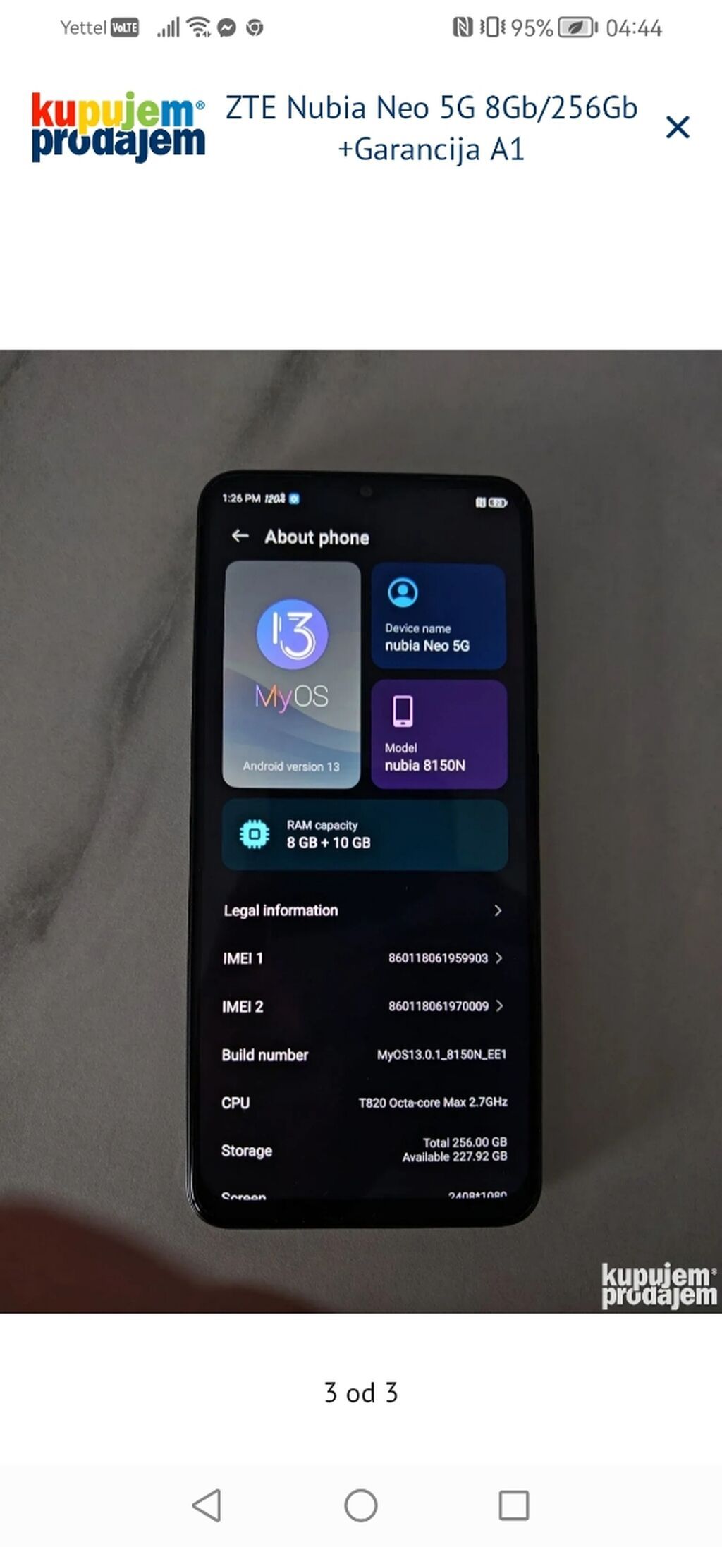 ZTE Nubia Neo, 256 GB, Bežični punjač