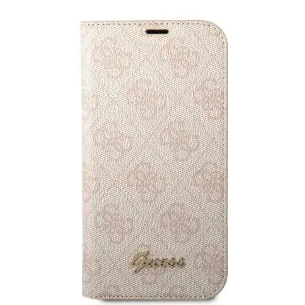 Maska Guess BT PC/TPU 4G PU Script Metal za iPhone 14 Pro 6.1 pink