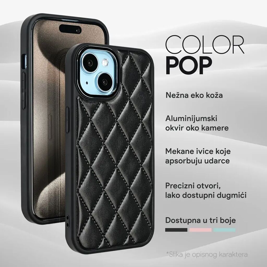 Maska Color Pop za iPhone 15 6.1 crna. Uz brzu dostavu i sigurnu