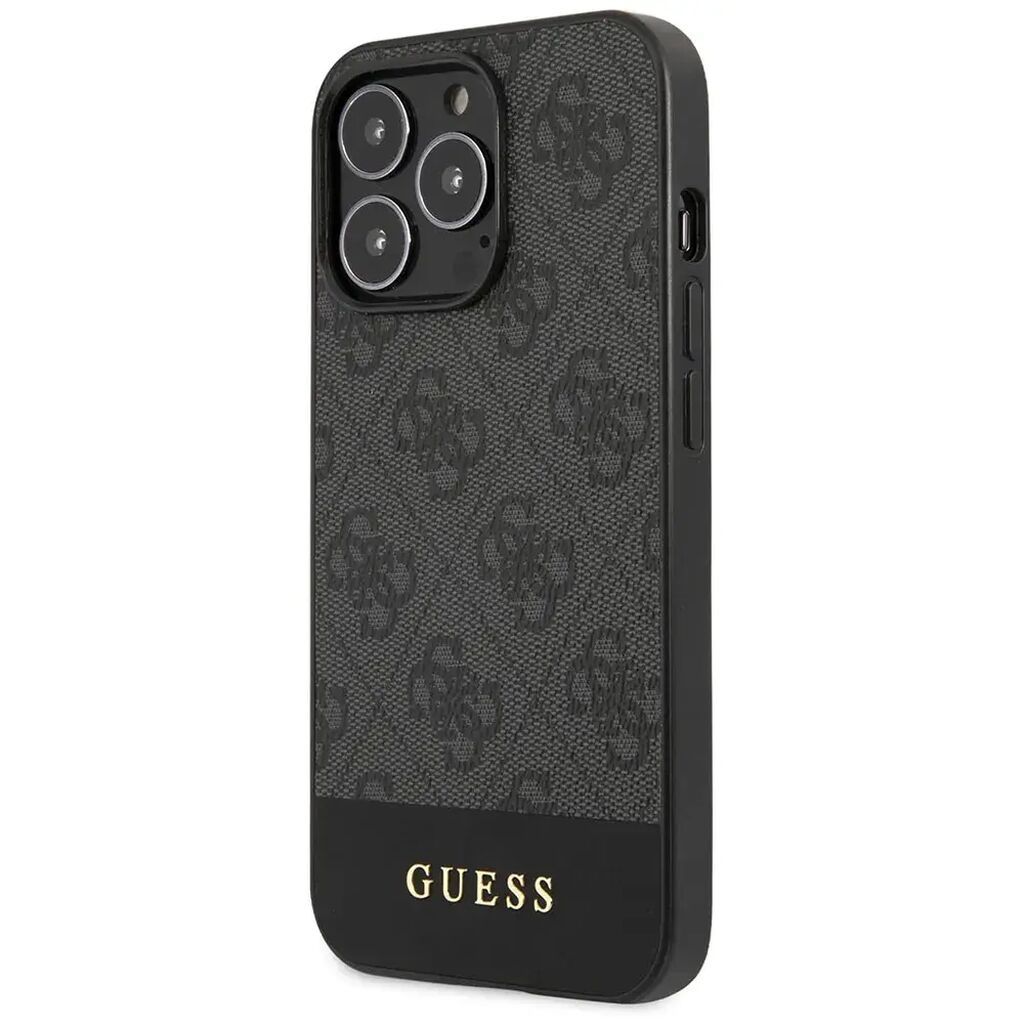 Maska Guess Hc PC/TPU 4G Pu Bottom Stripe za iPhone 15 Pro 6.1 siva