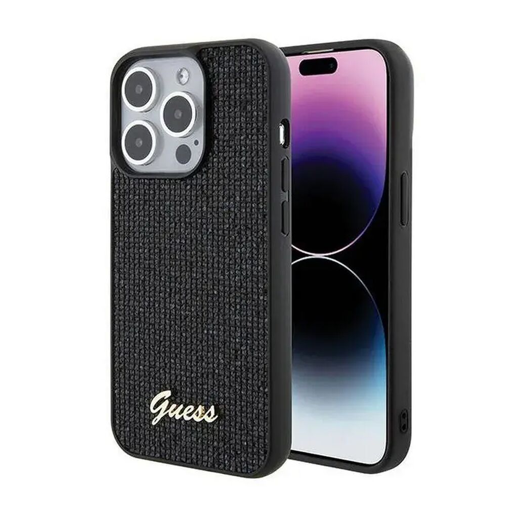 Maska Guess Hc PU Disco Script Metal za iPhone 15 Pro 6.1