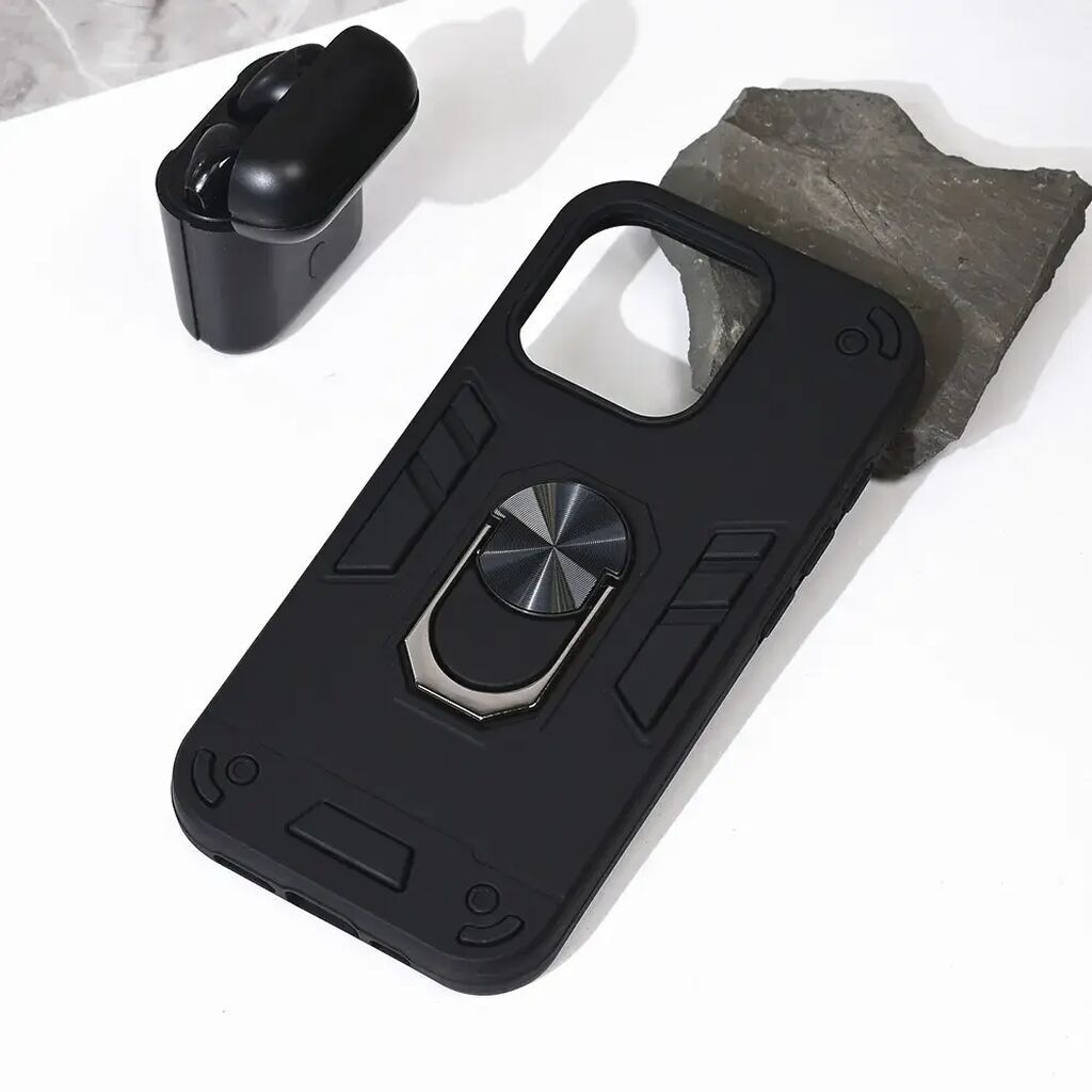 Hard Ring case for iPhone 16 Pro 6.3, in black color. This is a