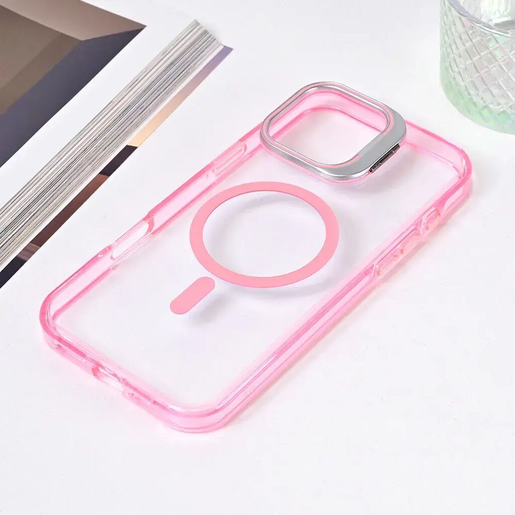 Maska Magsafe transparent za iPhone 16 Pro Max 6.9 pink. Uz brzu