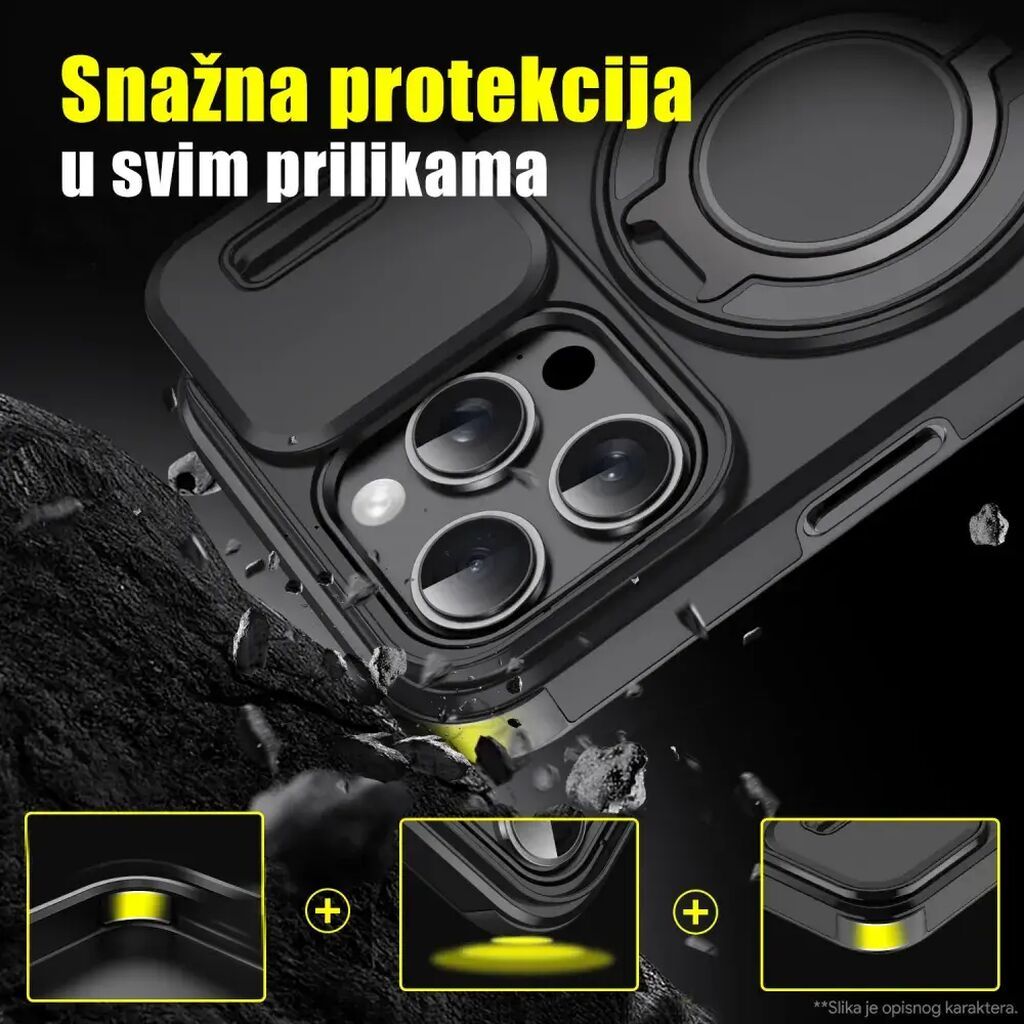 Maska CamShield Ring stand za iPhone 16 Pro Max 6.9 plava. Uz brzu