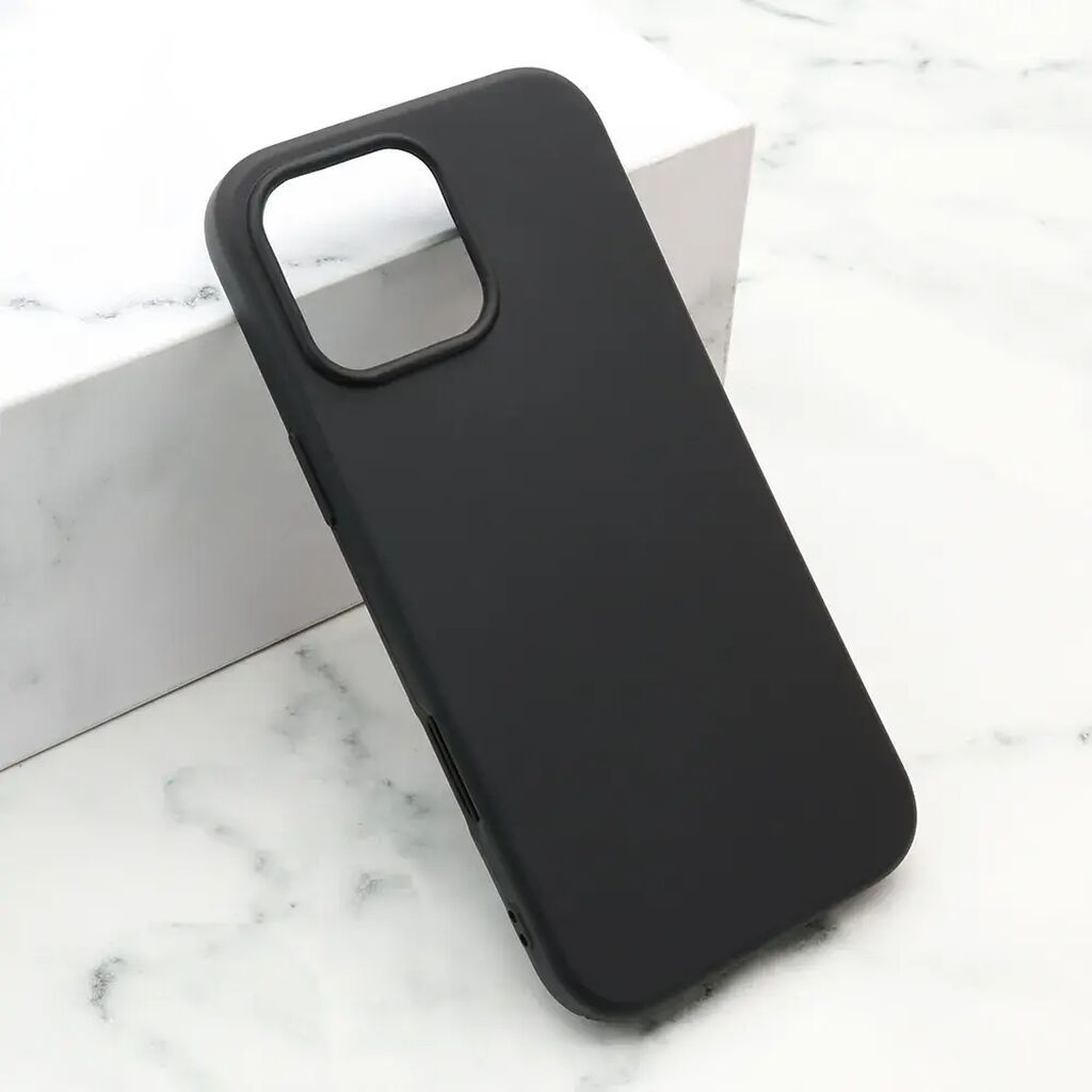 Soft silicone case for iPhone 16 Pro Max (6.9) in black. Catalog