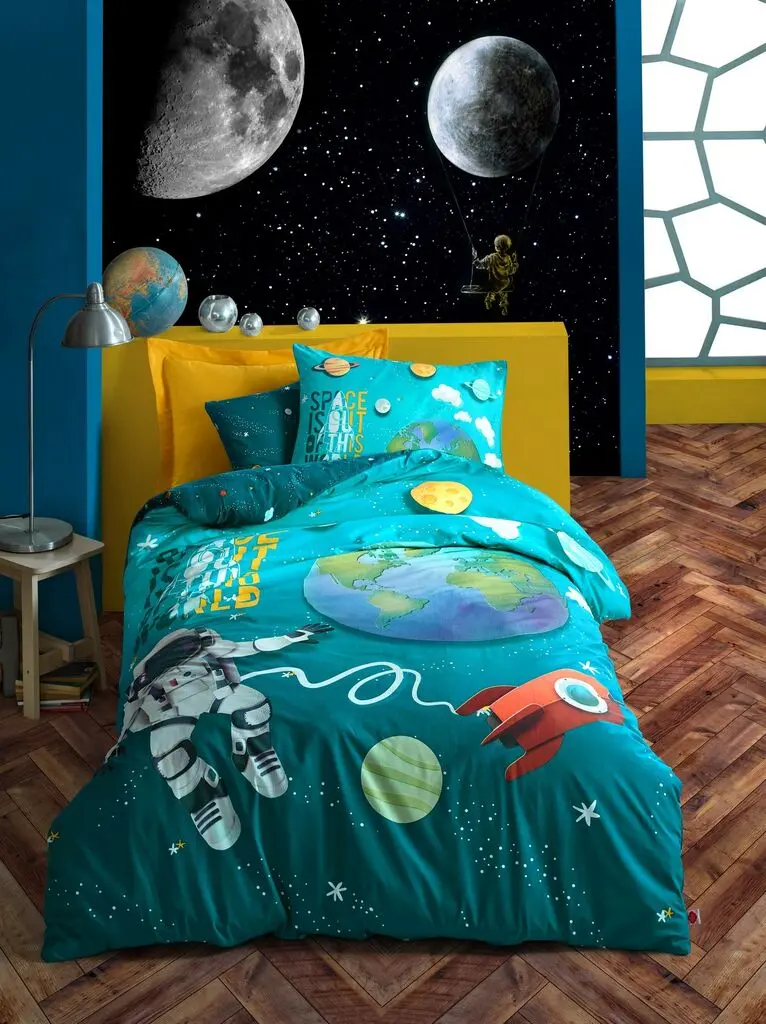 L'essentiel Maison Set posteljina Little Astronaut, 160x240 cm, Tirkizni