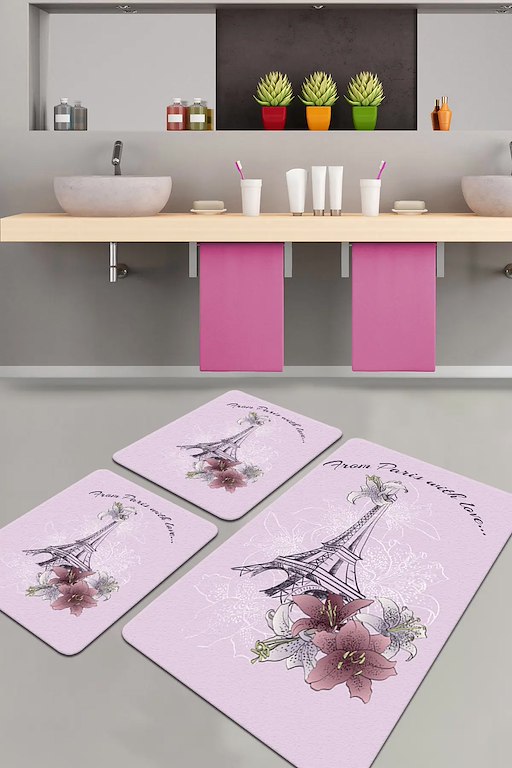 L'essentiel Maison Set 3 prostirke za kupatilo Šareni