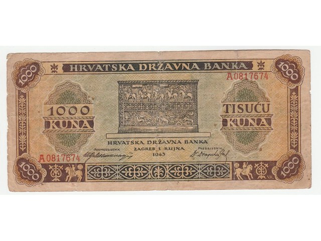 1 000 Kuna - 1943 - NDH