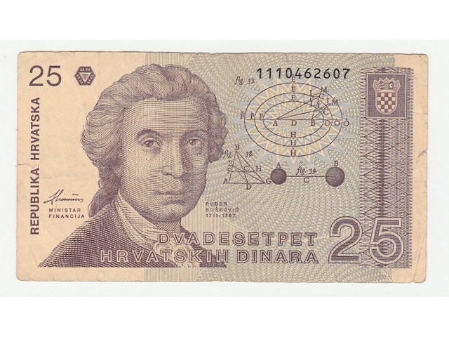 25 Dinara - 1991 - Hrvatska