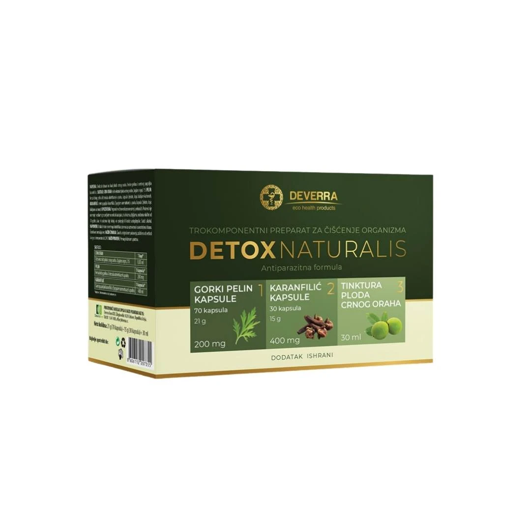 DeverraFarm Detox Naturalis Set za Detoksikaciju; Kapsule Gorkog Pelina, Kapsule Karanfilića i Tinktura Ploda Crnog Oraha