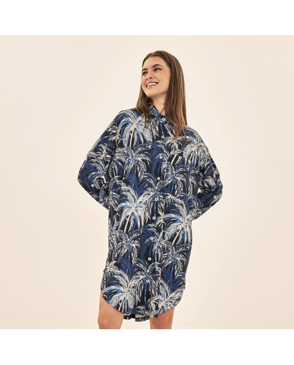 Shirtdress Ipanema Coqueiros Marinho Upf50+