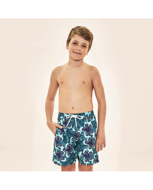 Shorts Aqua Hibiscus Kids Upf50+