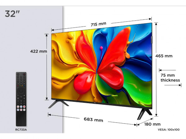 Televizor TCL 32S4KQLED32''HD60HzGoogle TVcrna' ( '32S4K' )