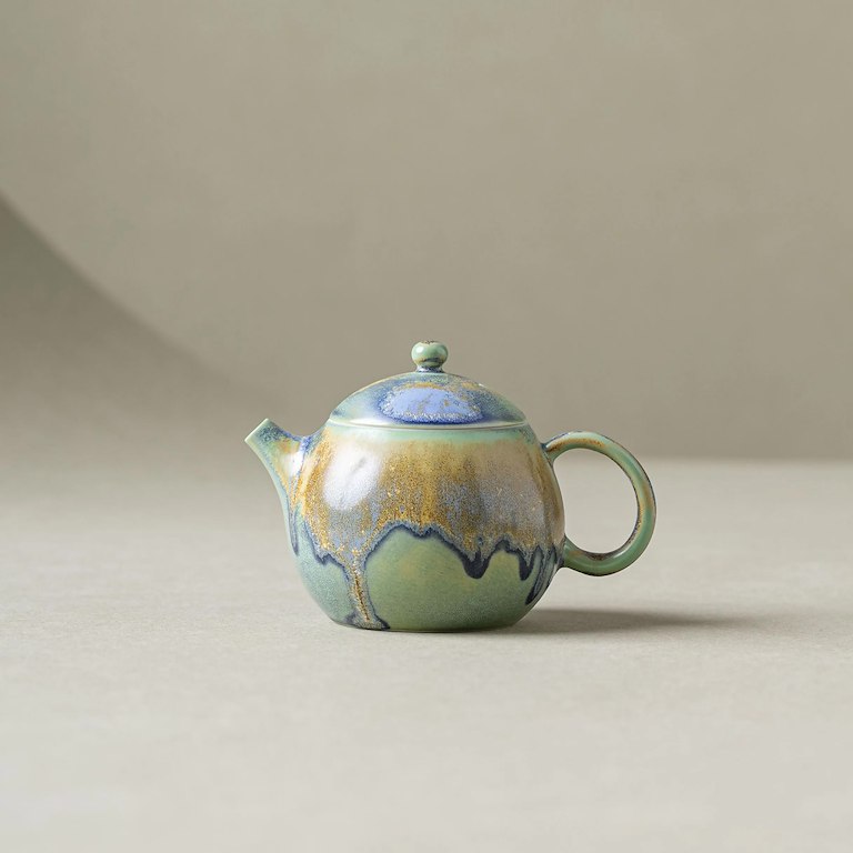 [Spring Special]Thousand Miles of Rivers and Mountains/千里江山(Qian Li Jiang Shan) - Handmade Crystalline Glaze Glaze Xishi(西施) Teapot