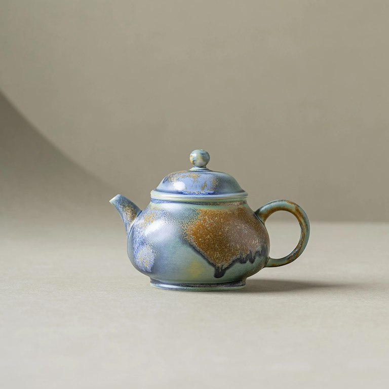 [Spring Special]Thousand Miles of Rivers and Mountains/千里江山(Qian Li Jiang Shan) - Handmade Crystalline Glaze Duoqiu(掇球) Teapot