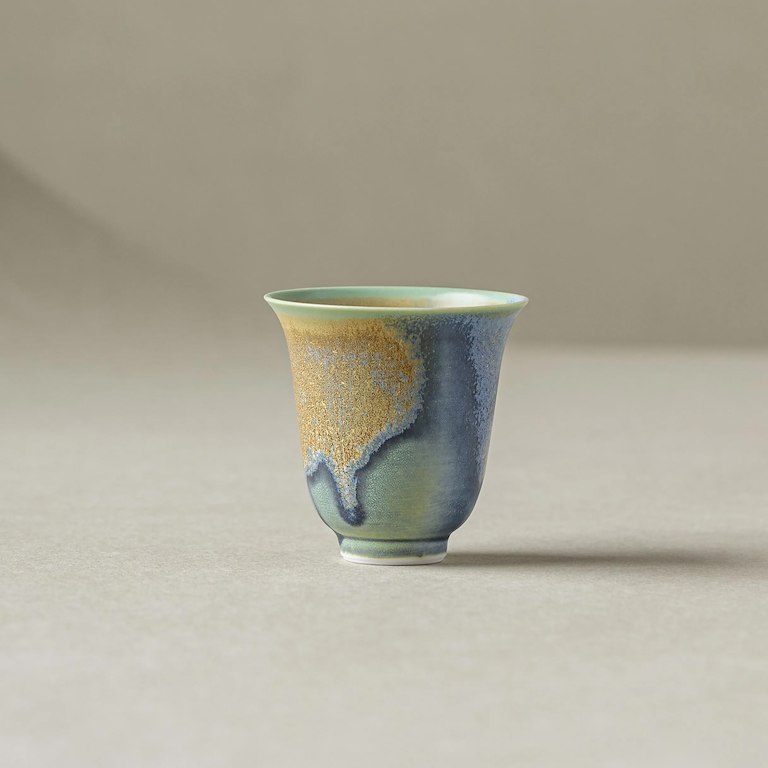 [Spring Special]Thousand Miles of Rivers and Mountains/千里江山(Qian Li Jiang Shan) - Handmade Crystalline Glaze Glaze Slender Teacup