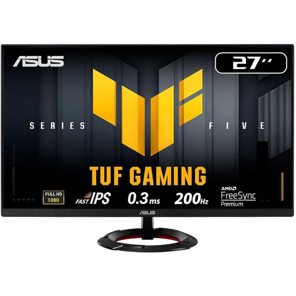 ASUS Monitor TUF VG279Q5R 27"/IPS/1920x1080/200Hz/0.3ms GtG/HDMIx2,DP/Freesync/zvucnici/VESA/crna