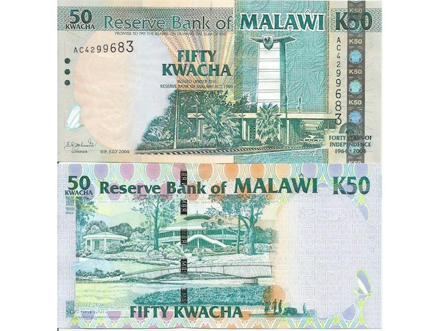 MALAWI 50 kwacha 2004. UNC 40 Years of Independence
