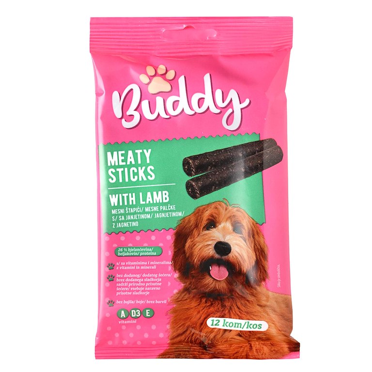 Buddy poslastica za pse štapići jagnj 12/1 buddy