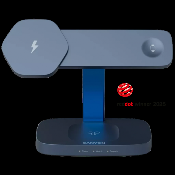 CANYON Wireless charging station Hexagon 310 3in1, siva/plava