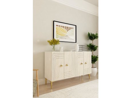 HANAH HOME Konzola Lessi 120 White Travertine Gold