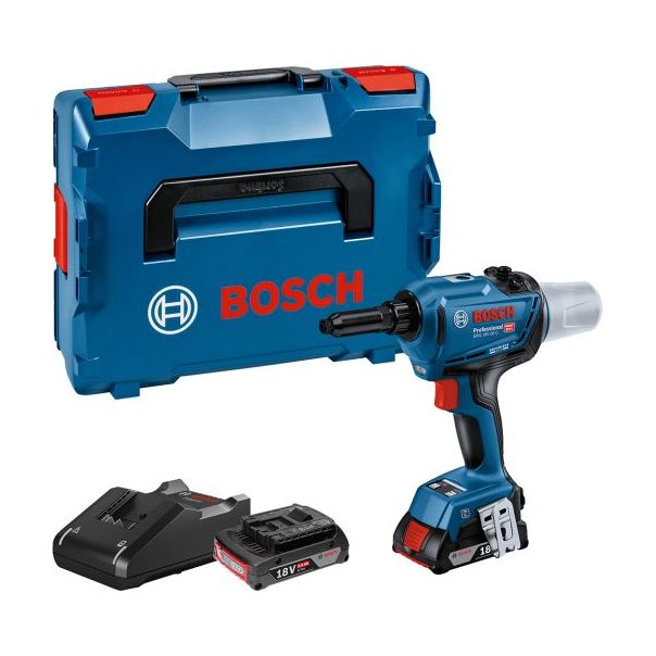 BOSCH Aku pištolj za pop nitne GRG 18V-16 C; 2 x GBA 18V 2,0 Ah + L-Boxx kofer 06019K5020