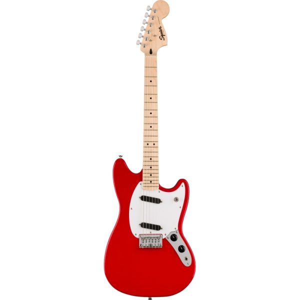 Squier Sonic™ Mustang® – Torino Red, 2 Single-Coil, Maple Fingerboard, Kompaktna Električna Gitara