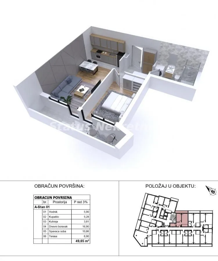 Prodaja, dvosoban stan, 50m², Sajmište, Novi Sad