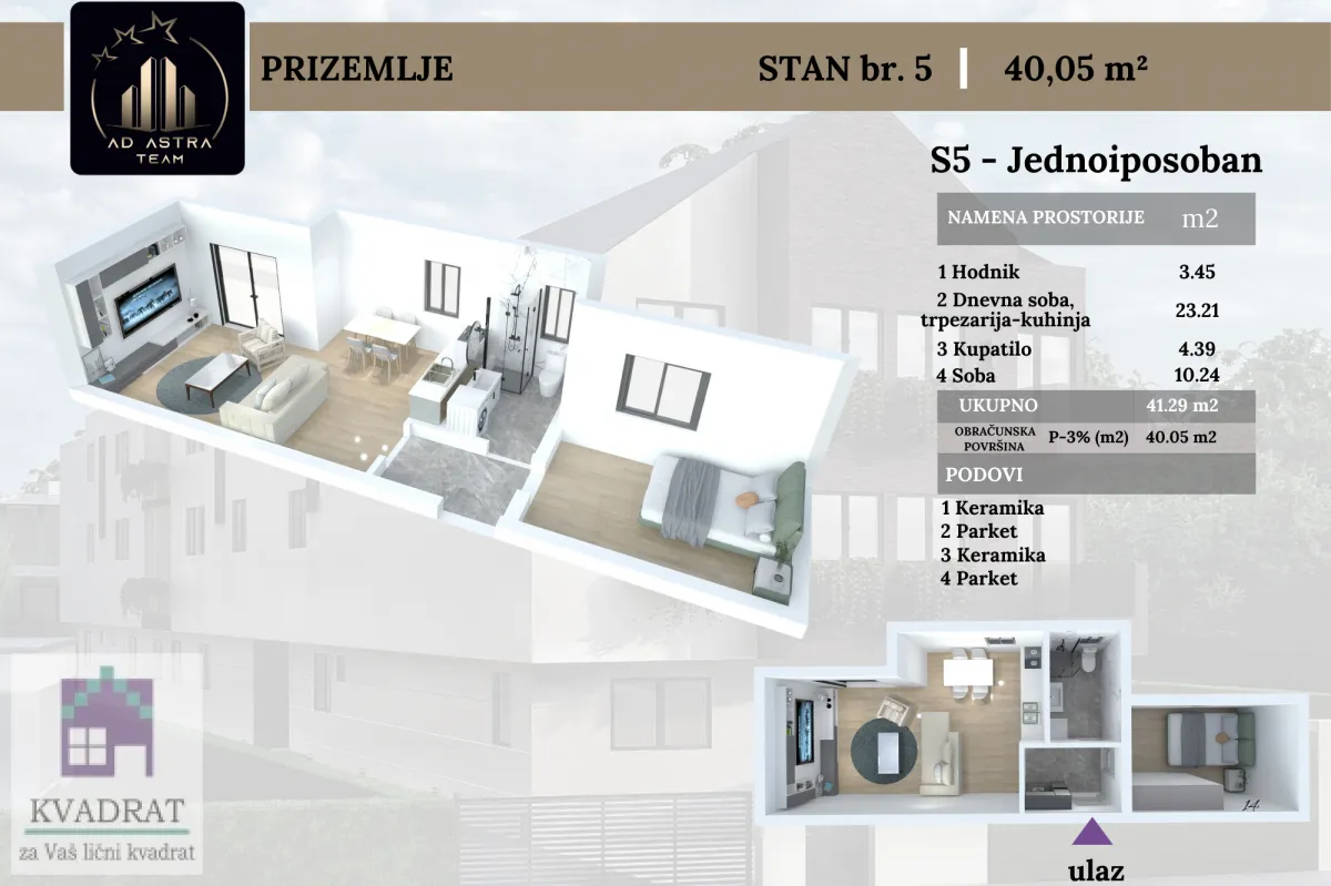 Prodaja, jednosoban stan, 40m², Obrenovac, Beograd