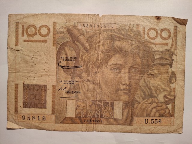 100 franaka 1953 FRANCUSKA