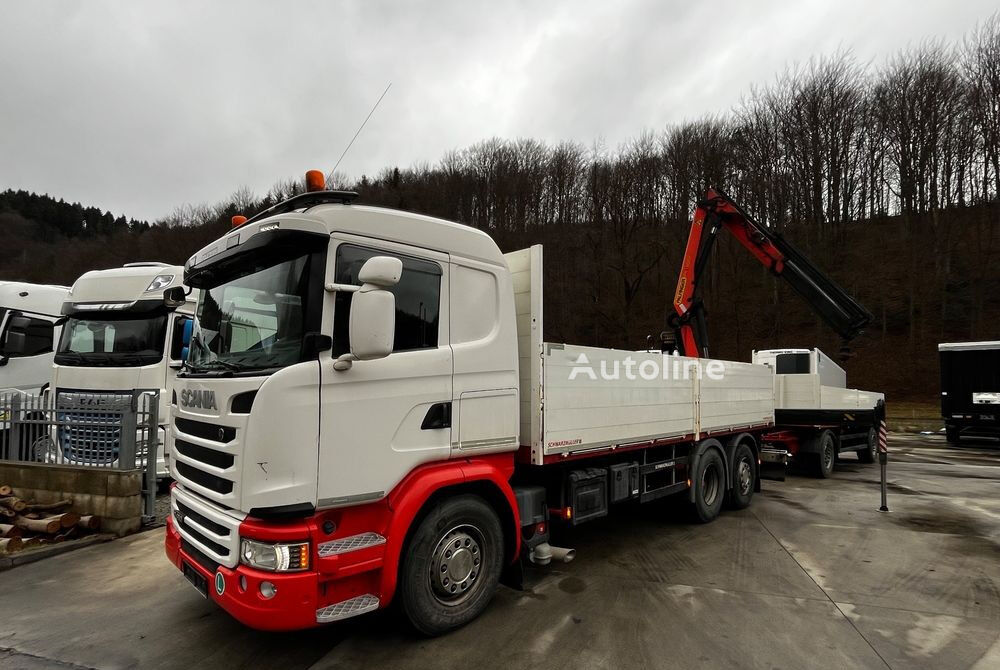 Scania R450 kamion s ravnom platformom + prikolica sa ravnom platformom