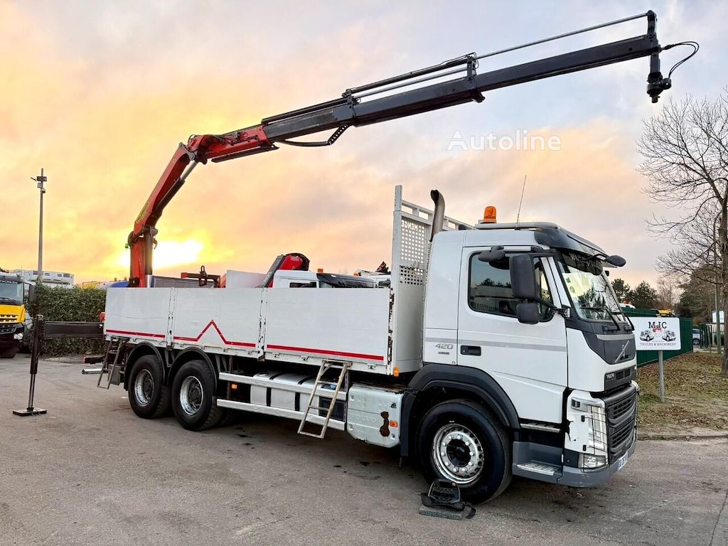 Volvo FM 420 6x4 + CRANE PALFINGER PK18502 SH B (3x) - ROTATOR - 5/6 F kamion s ravnom platformom