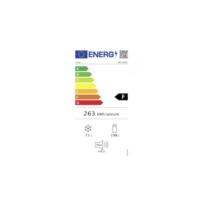 FRIŽIDER TESLA RC2600HE KOMBINOVANI/SAMOOTAPAJUCI/F/191L+71L/55X56X180CM/BELA