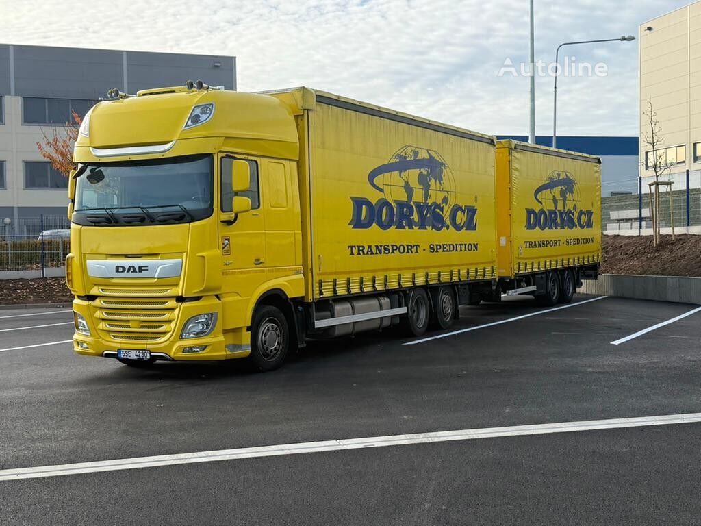 DAF XF 480 FAR SSC kamion sa klizna zavesa cerada + prikolica sa kliznom ceradom