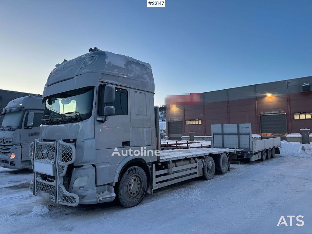 DAF XF 530 FAS 6x2 planbil m/ 2017 DAMM trippel plankjerre. Brak kamion platforma