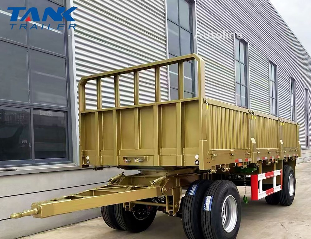 Nova Tank Customized 2 Axles Side Wall Full Trailer Drop Side Drawbar Semi prikolica sa ravnom platformom