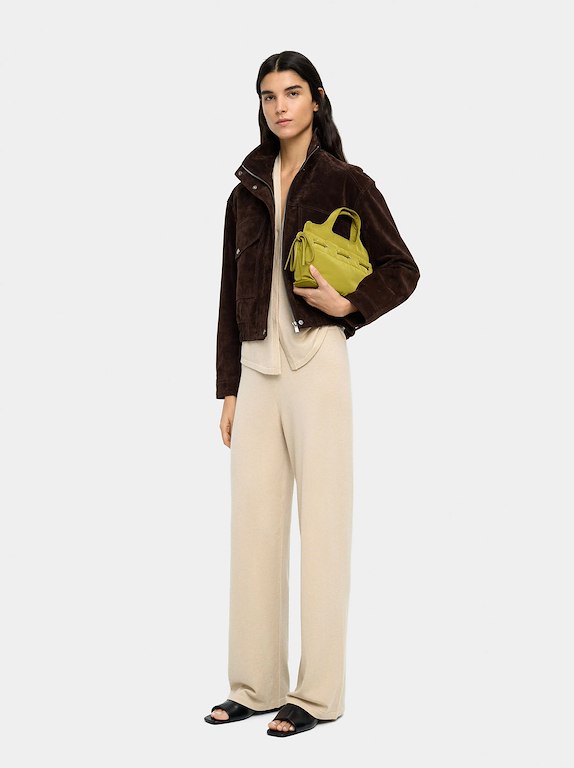MESH KNIT TROUSERS WITH A WOOL BLEND