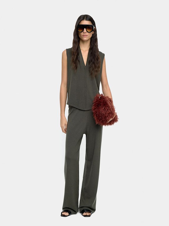MESH KNIT TROUSERS WITH A WOOL BLEND