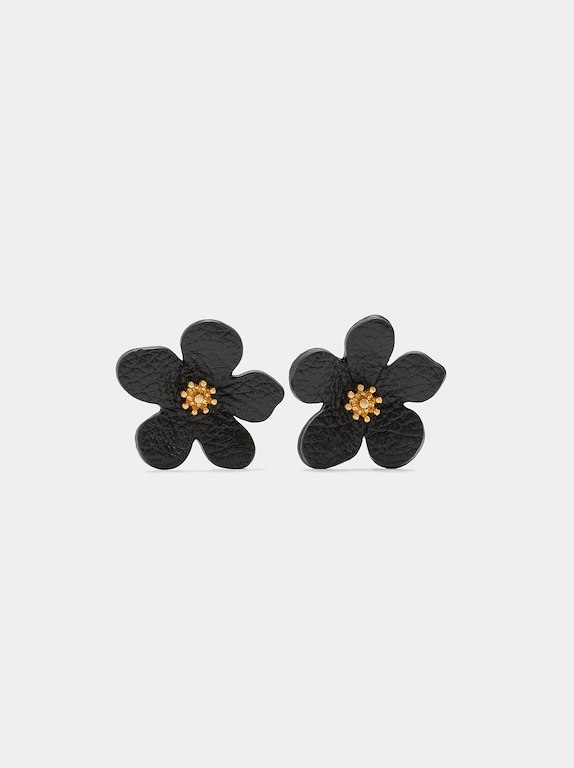 MAXI FLOWER LEATHER-EFFECT EARRINGS