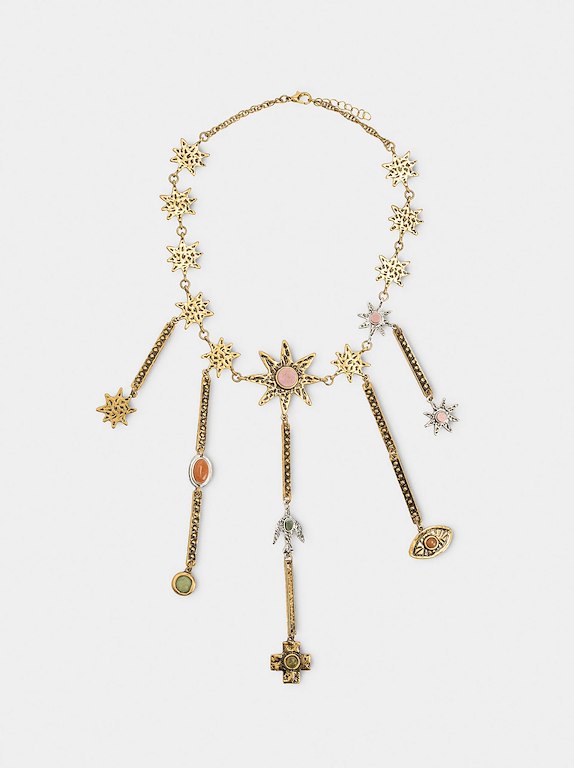 NECKLACE WITH STAR PENDANTS HANGING FROM BARS