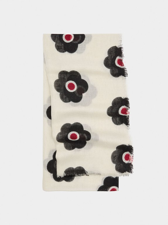 FLORAL PRINTED SCARF WITH WOOL