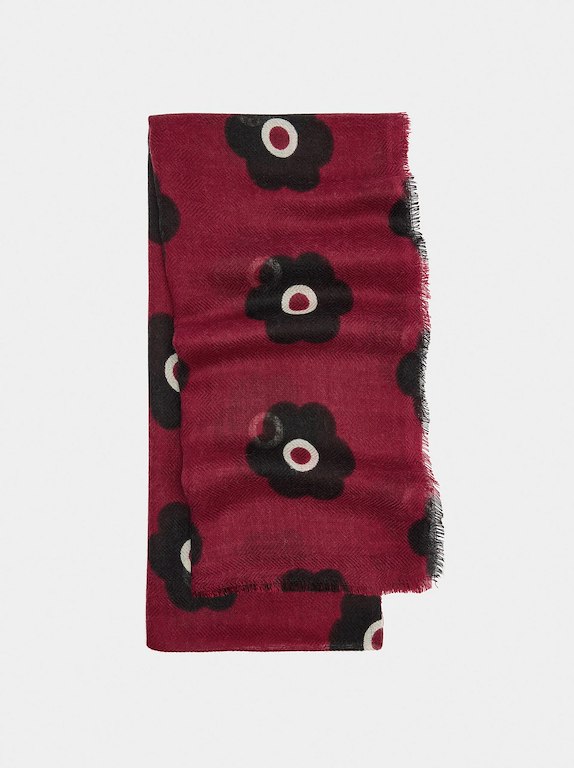FLORAL PRINTED SCARF WITH WOOL