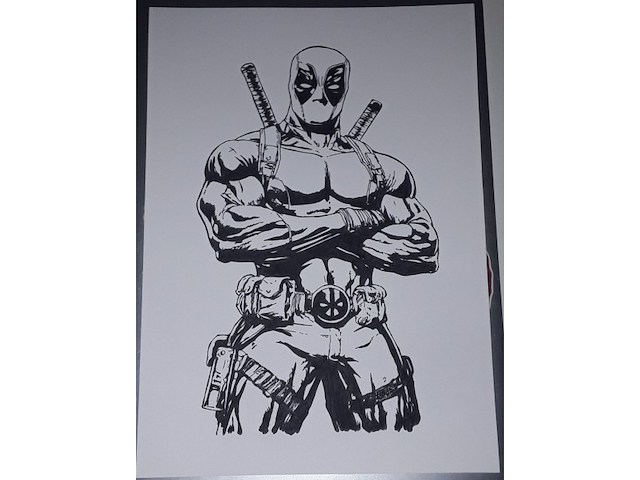 Crtez na hamer papiru 30 x 21,5 cm. - Deadpool