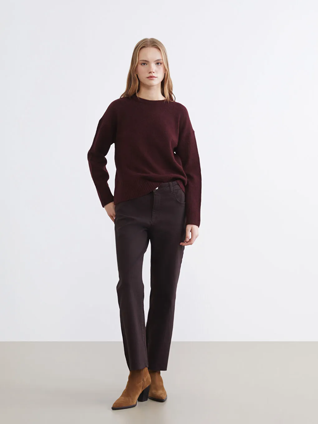 XSIDE Ženski Pleteni Džemper Sa Okruglim Izrezom