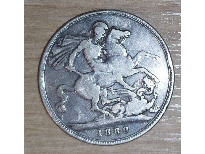 F74 1 crown Velika Britanija 1889 srebrnjak 28,28g