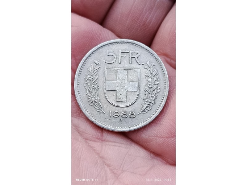 Švajcarka 5 franaka 1968 godine