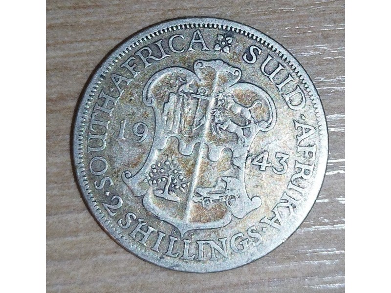 F87 2 silinga Juzna Afrika 1943 srebrnjak 11,31g srebro