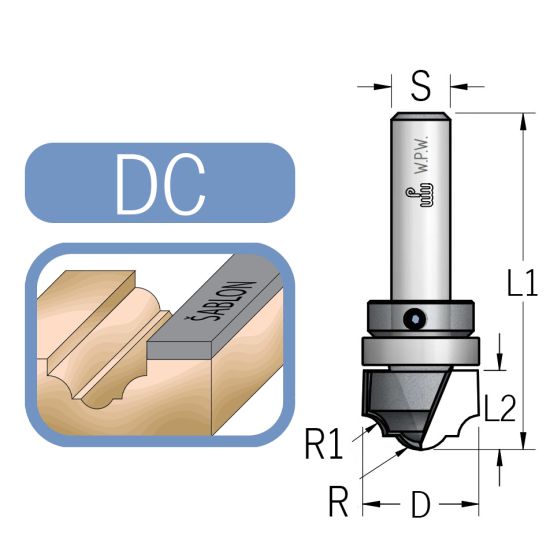 Glodalo za profile sa ležajem, uranjajuće - klasičan stil, prečnik 19mm prihvat 6mm