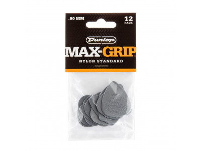 Jim Dunlop 449P060 MAX-GRIP NYLON STANDARD PICK .60MM 12-pack